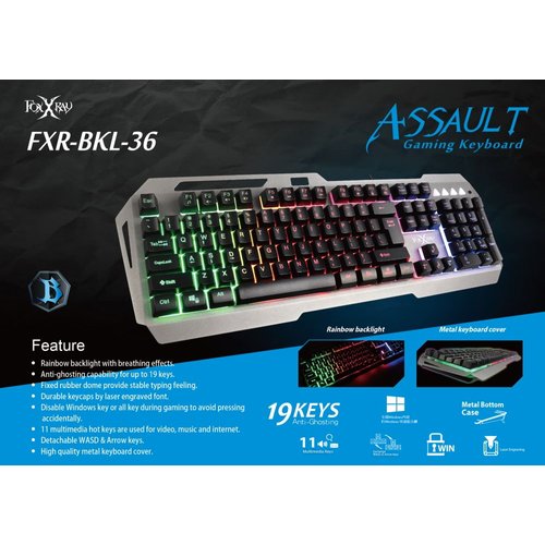 Foxxray Assault Gaming Keyboard Silver Computers Buy Online In